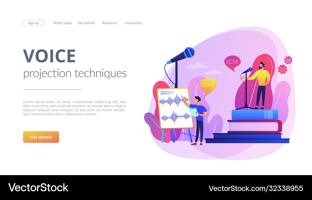 Voice and speech training concept landing page Vector Image