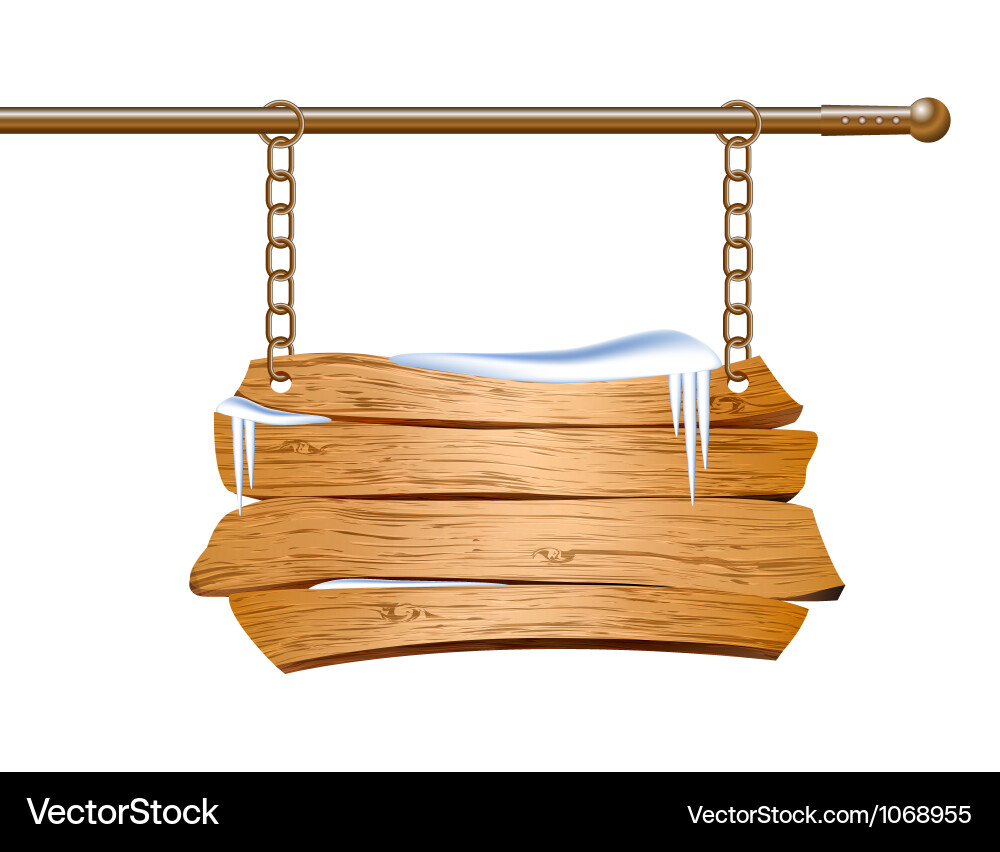 Wooden sign suspended on chains Royalty Free Vector Image