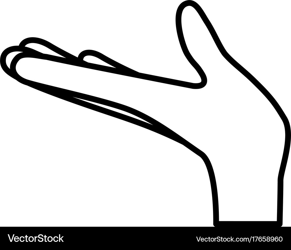 Arm extended hand gesture on black silhouette Vector Image