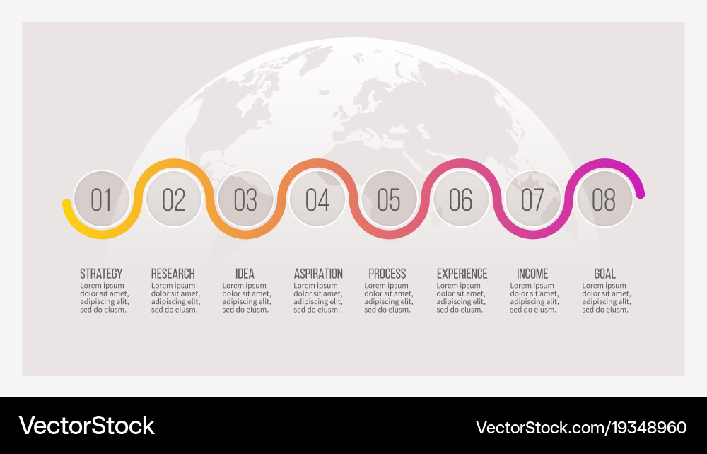 Business infographics timeline with 8 options Vector Image