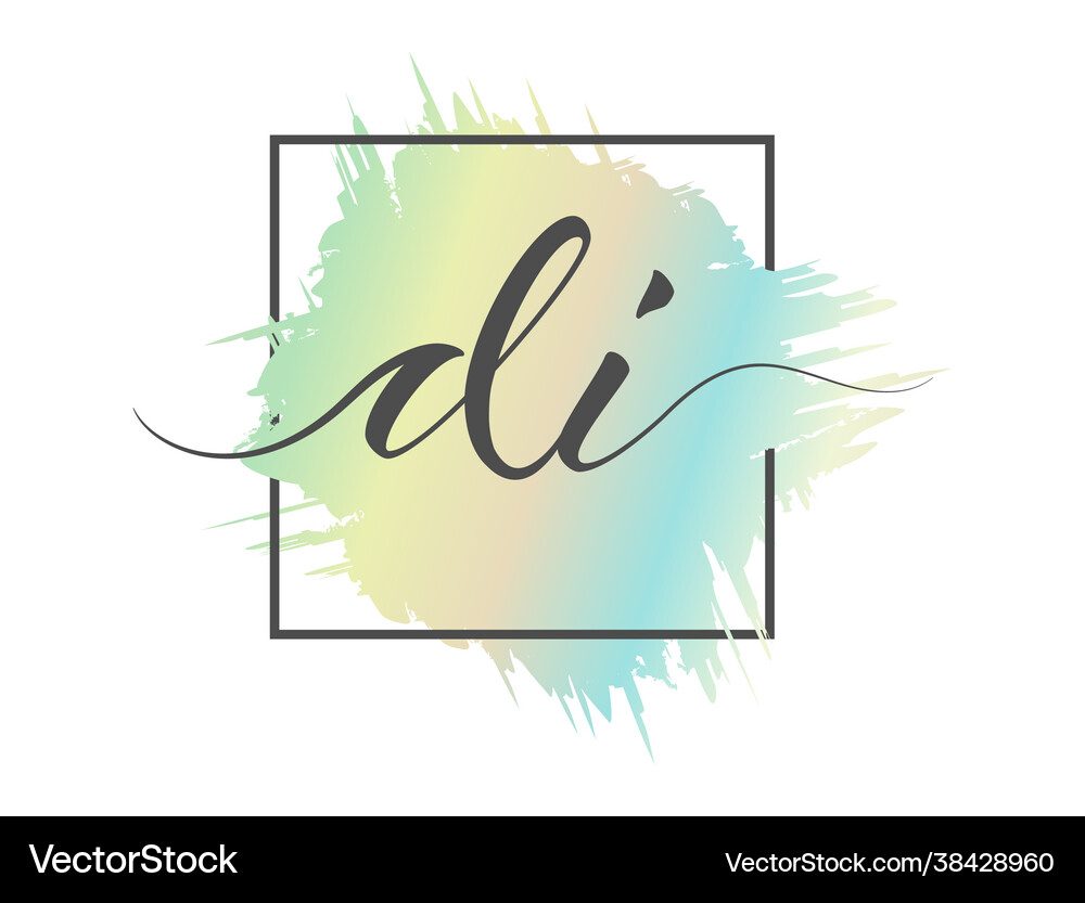 Calligraphic lowercase letters di are written Vector Image