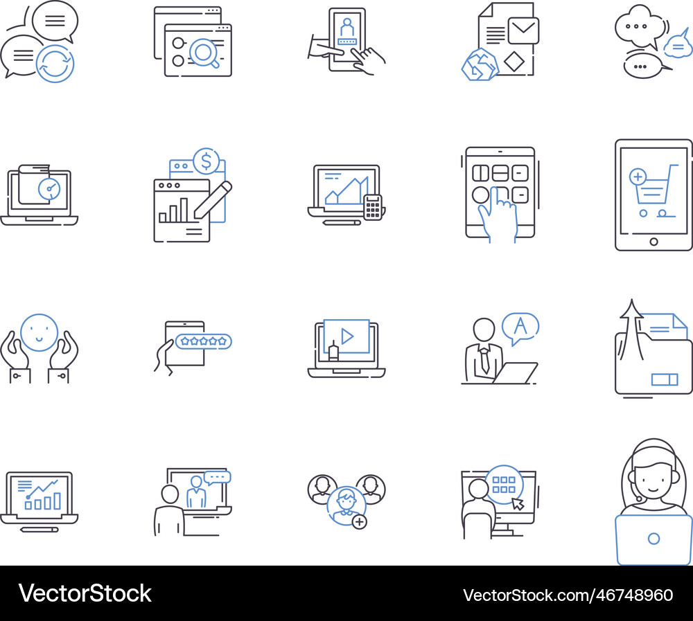 Digital content outline icons collection digital Vector Image