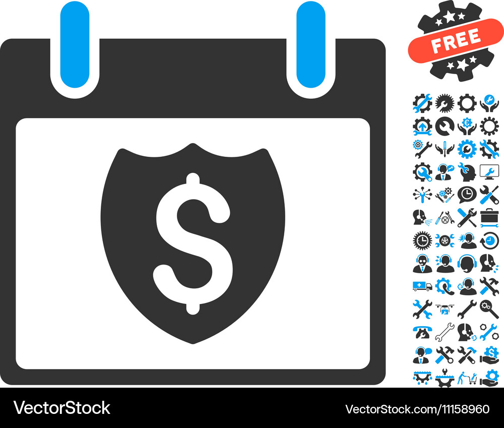 Financial shield calendar day icon Royalty Free Vector Image