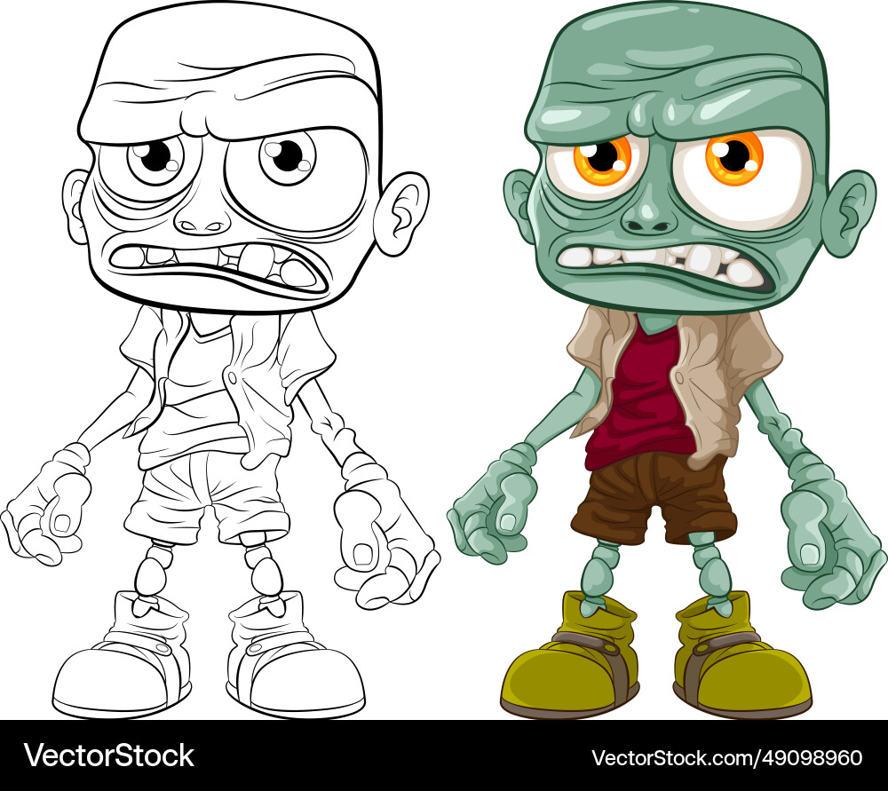 Grumpy zombie man cartoon character with green Vector Image