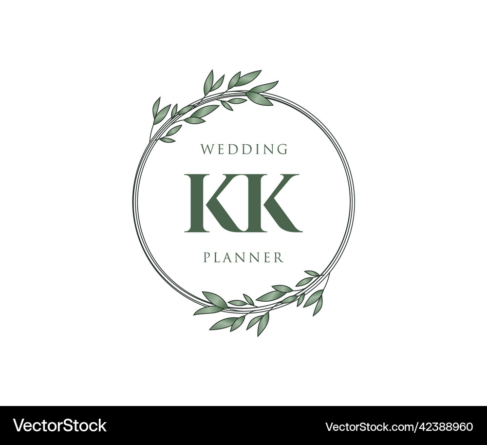 Kk initials letter wedding monogram logos Vector Image