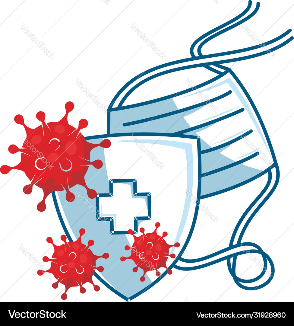 Mask shield protects flu anti infection Royalty Free Vector