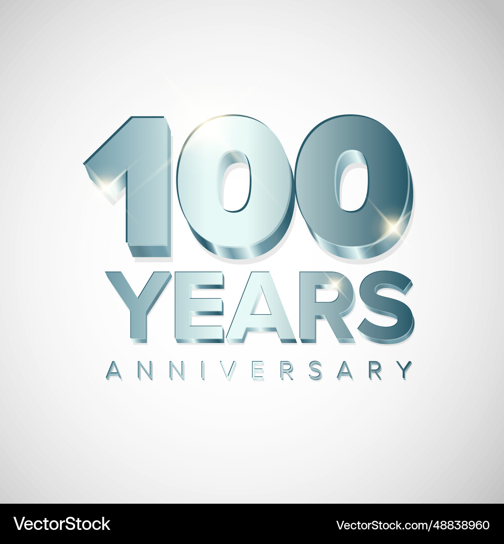 One hundred 100 silver years anniversary card Vector Image