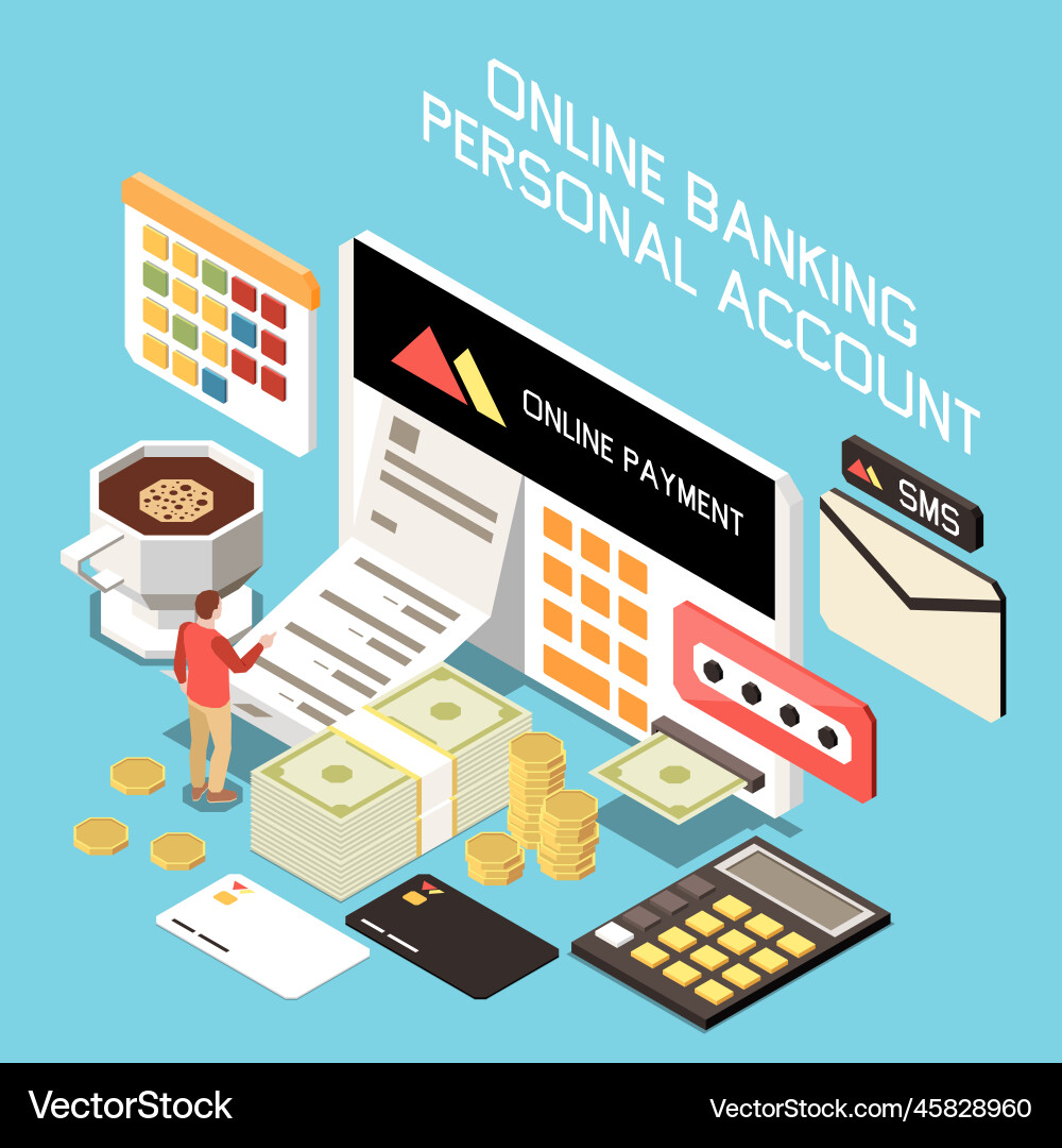 Online banking personal account Royalty Free Vector Image