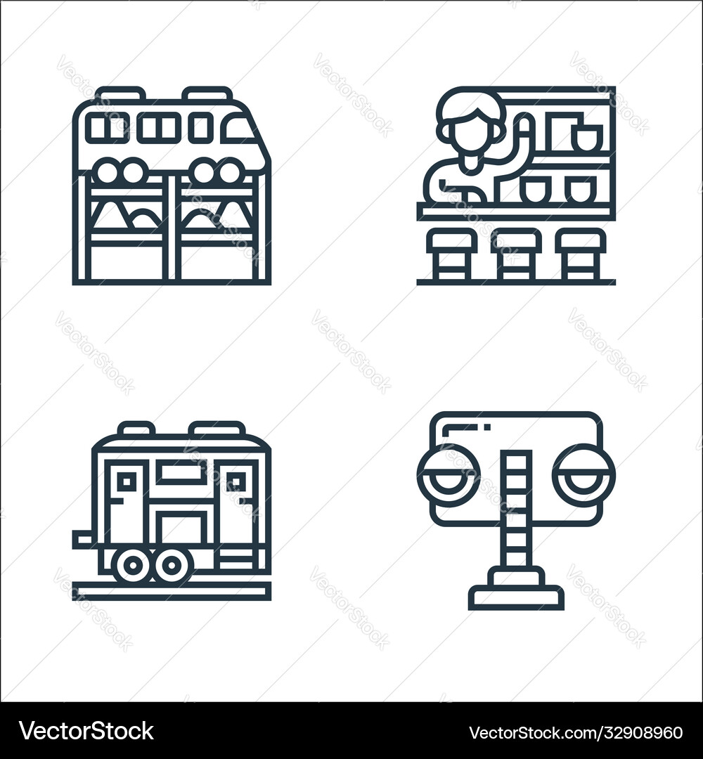 Railway line icons linear set quality line set Vector Image