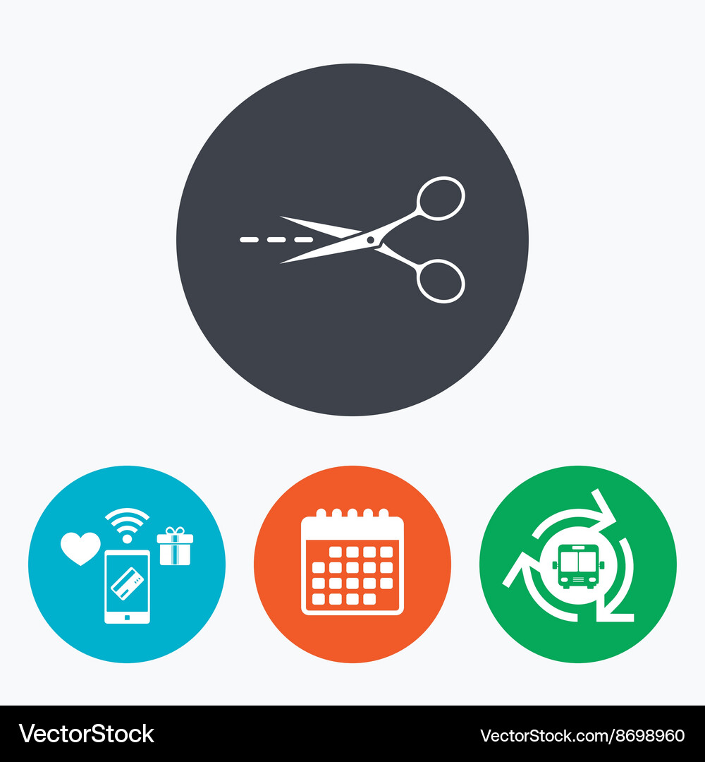 Scissors with cut line sign icon tailor symbol Vector Image