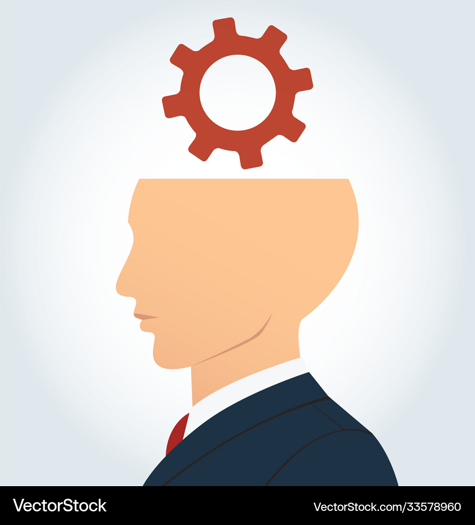 Side businessman head with gears background Vector Image