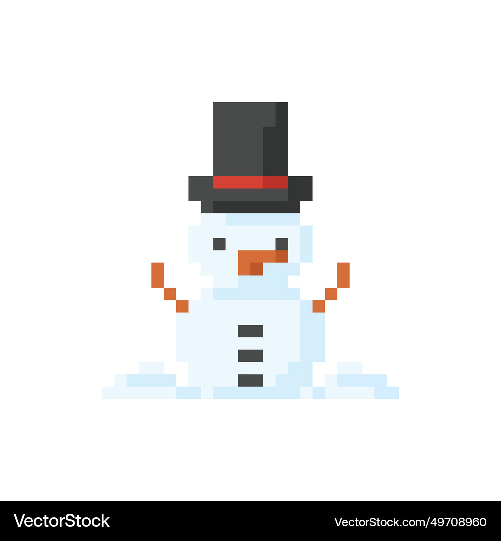 Snowman icon in 8 bit style Royalty Free Vector Image