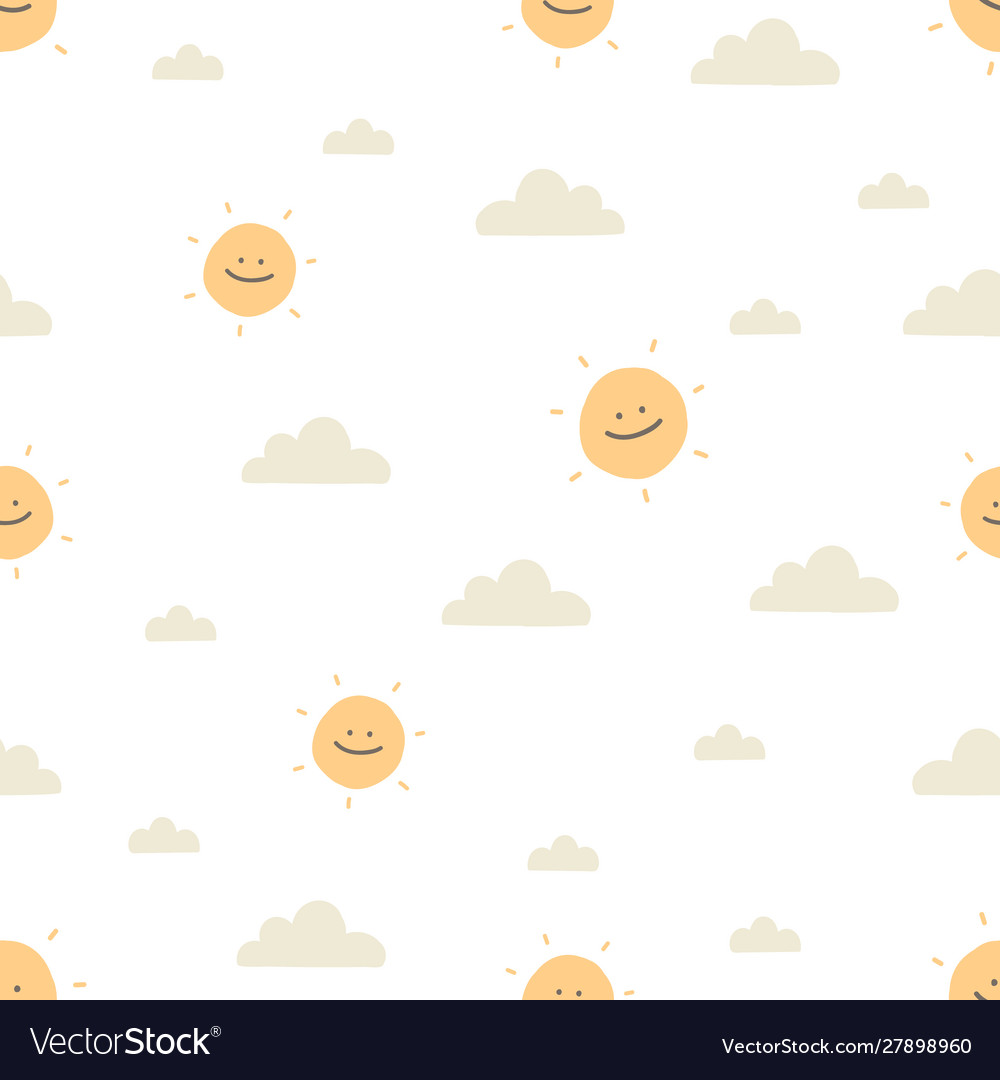 Sun and clouds seamless pattern background Vector Image