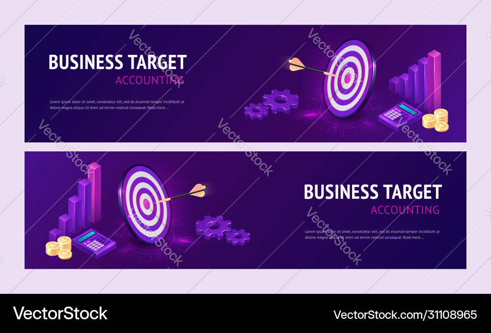 Business target accounting isometric landing page Vector Image