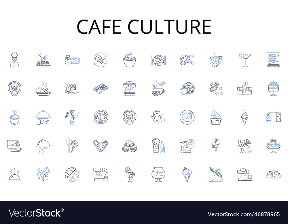 Cafe culture line icons collection innovation Vector Image