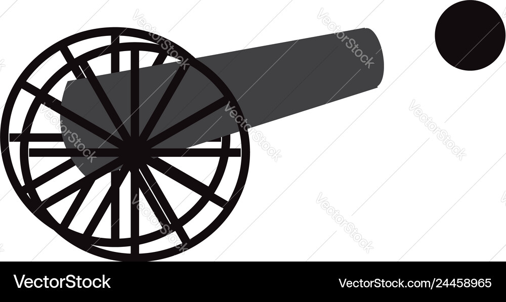 Cannon with cannonballs or color Royalty Free Vector Image