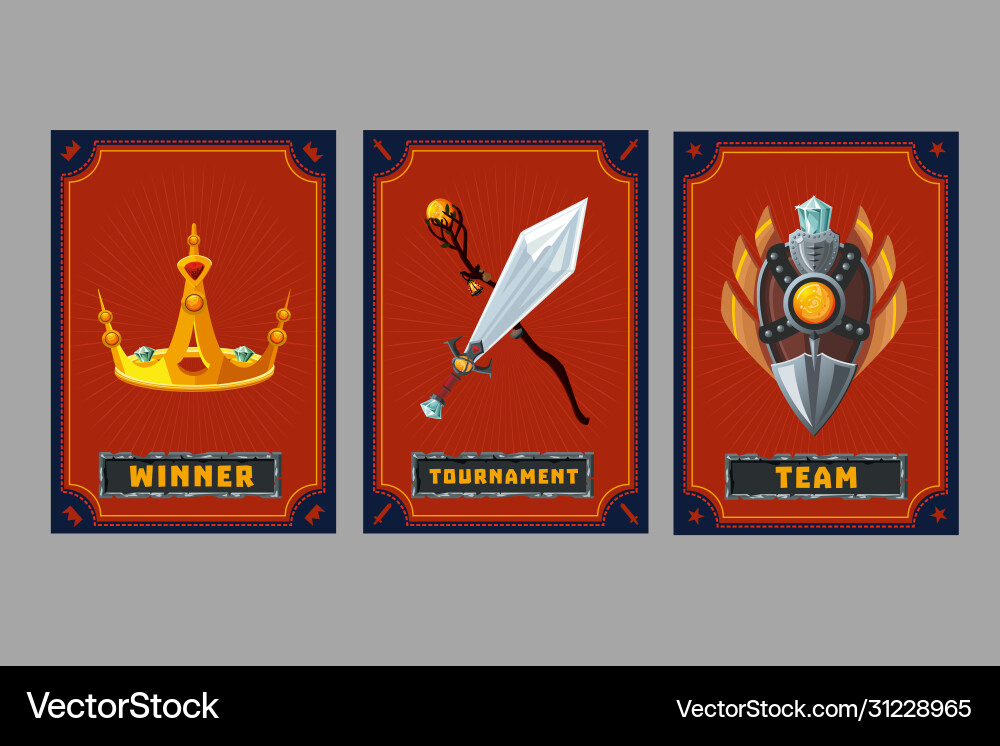 Card game collection fantasy ui kit with magic Vector Image