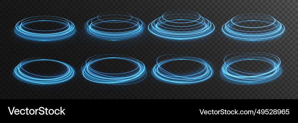 Glowing blue neon rings with flying particles Vector Image