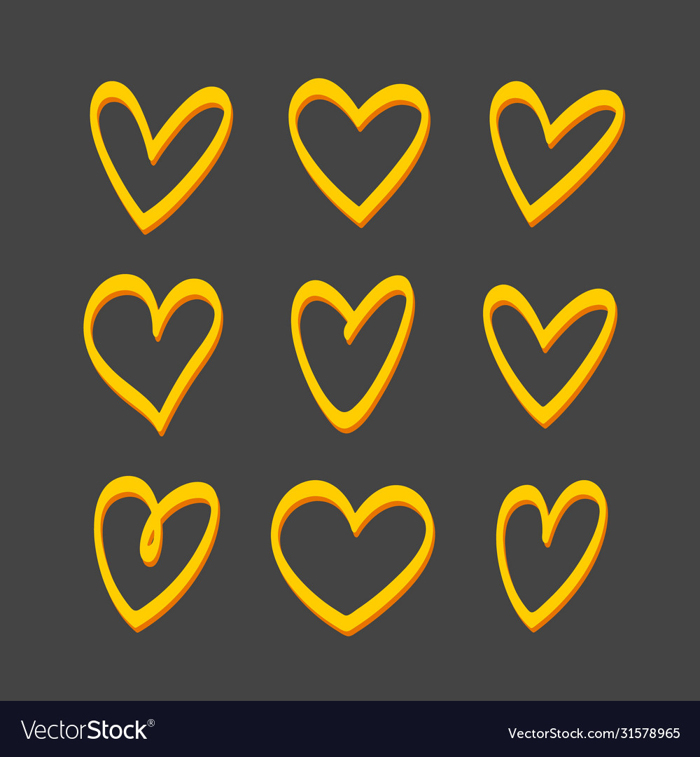 Hand drawn hearts set Royalty Free Vector Image