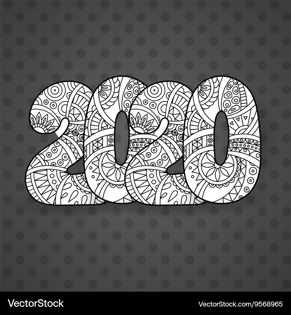 Happy new year 2020 celebration number Royalty Free Vector