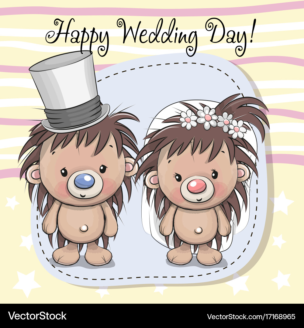 Hedgehog bride and hedgehog groom Royalty Free Vector Image