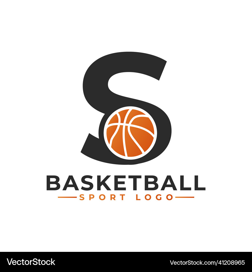 Letter s with basket ball logo design design Vector Image