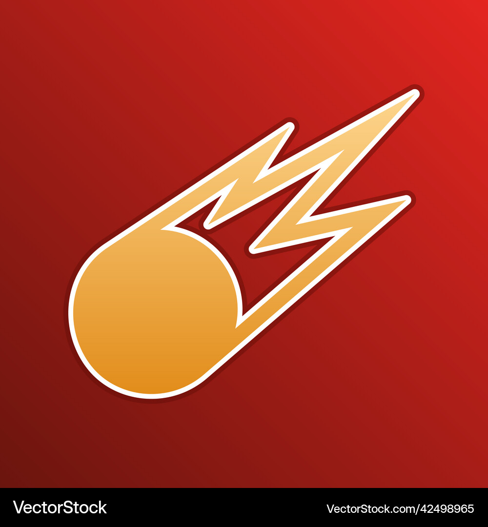 Meteorite sign golden gradient icon with contours Vector Image