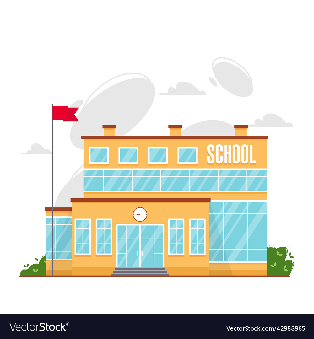 Modern school building front side Royalty Free Vector Image Modern school building front side Royalty Free Vector Image