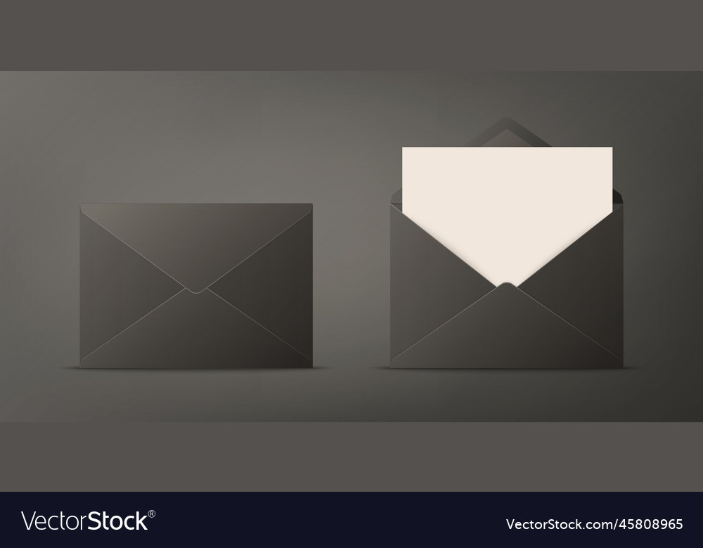 Realistic black closed opened envelopes Royalty Free Vector