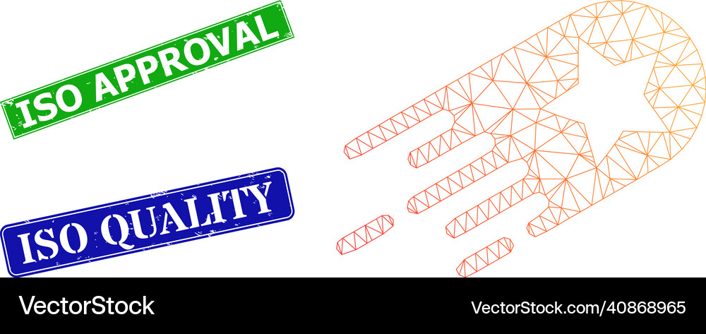 Rubber iso approval stamps and polygonal mesh star