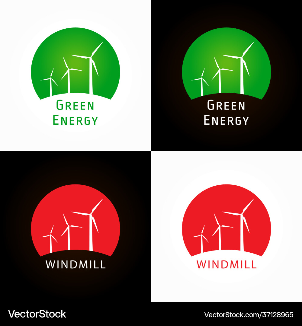 Windmill company color logo concept Royalty Free Vector