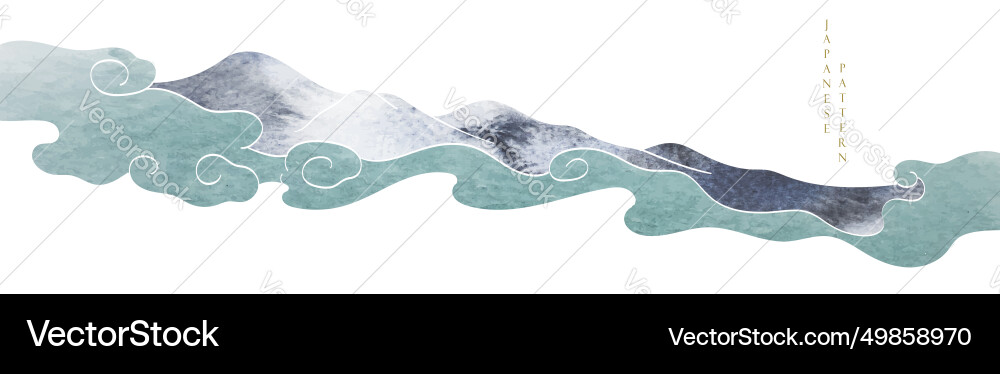 Blue and black texture with japanese mountain Vector Image