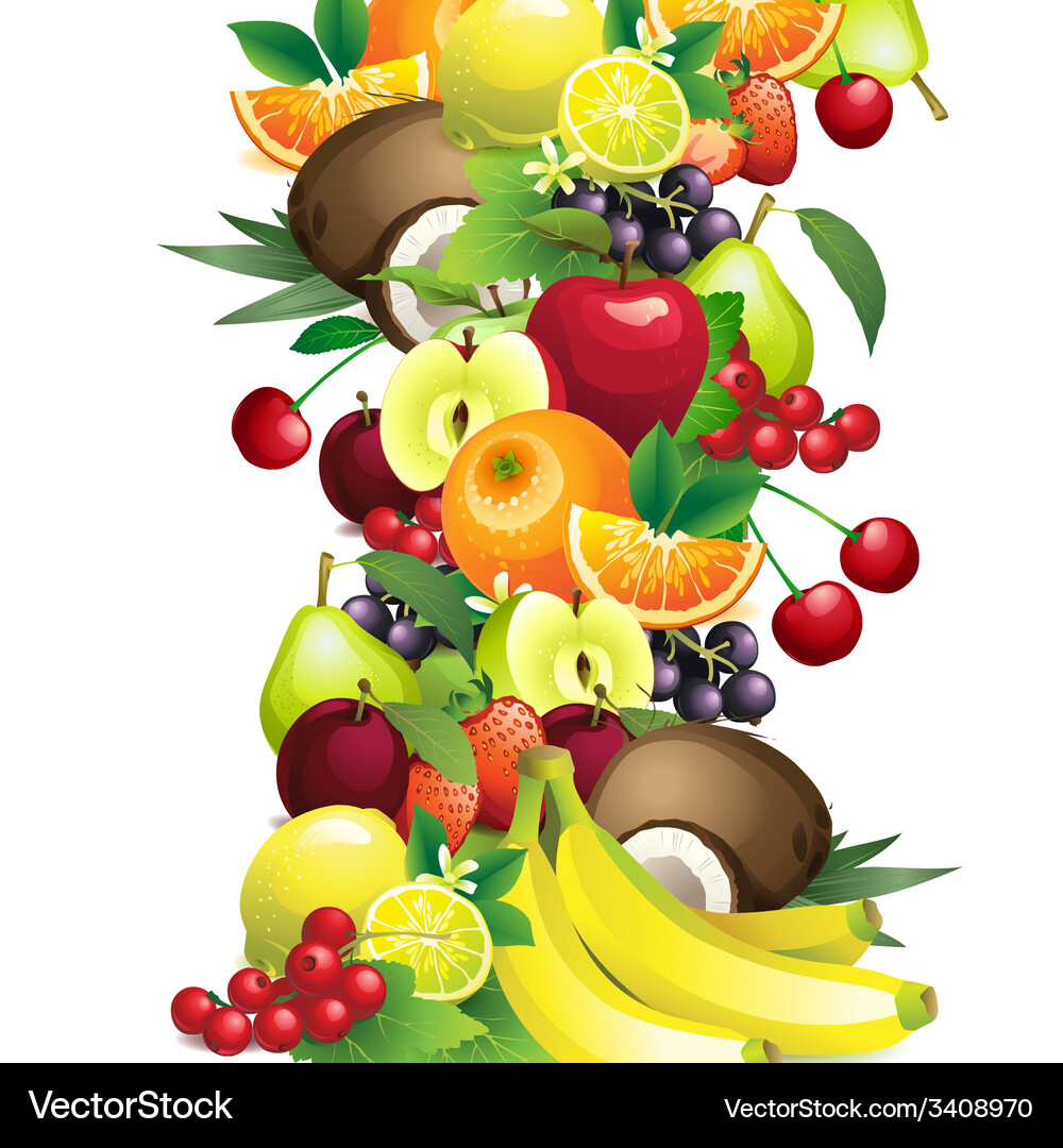 Colorful Fruit and Leaf Arrangement Royalty Free Vector