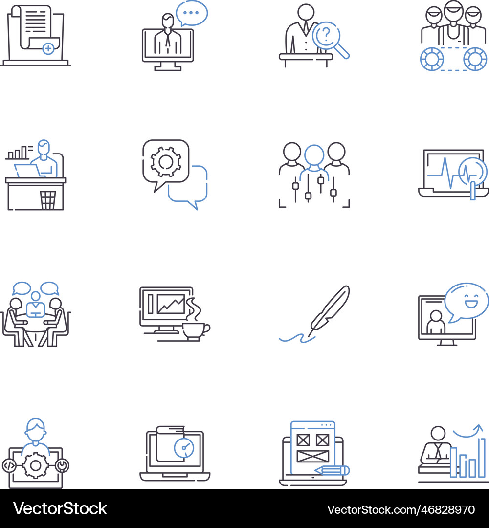 Earning professionals line icons collection Vector Image