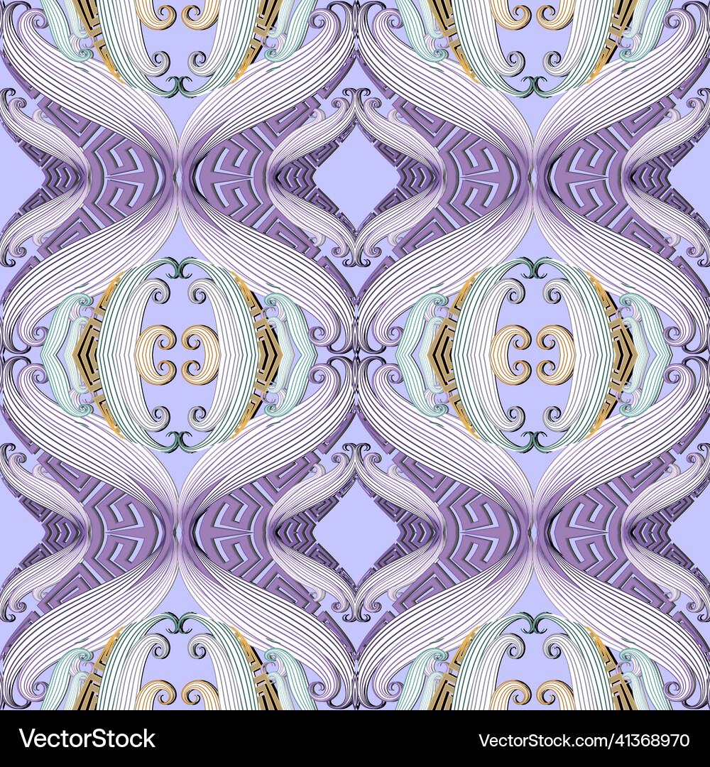 Floral colorful seamless pattern violet line art Vector Image