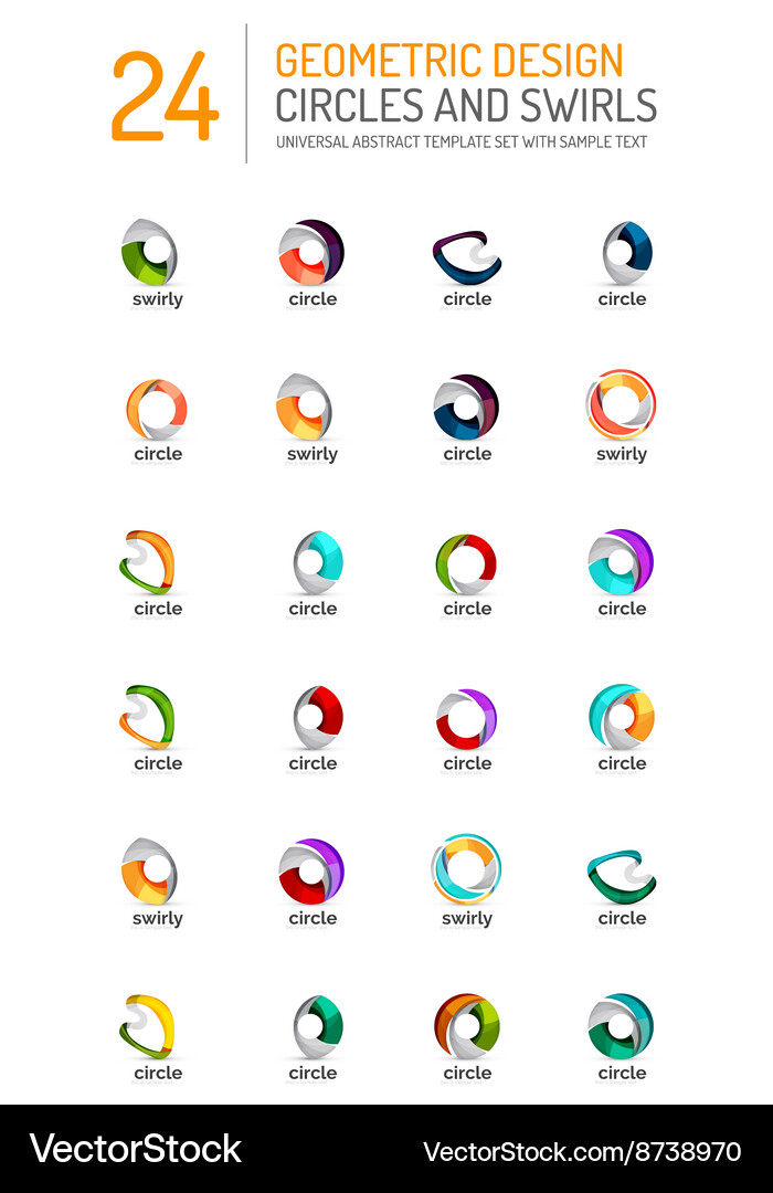 Geometric abstract circles and swirls icon set Vector Image