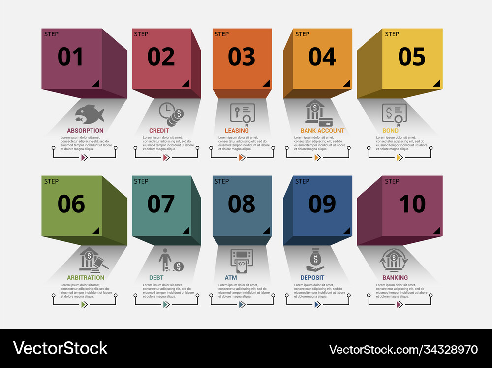 Infographic banking template icons in different Vector Image
