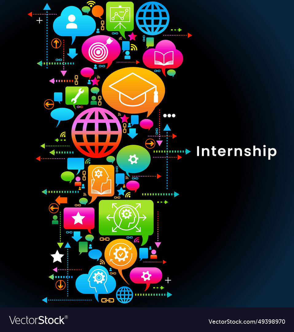 Internship concept banner with keywords and icons Vector Image