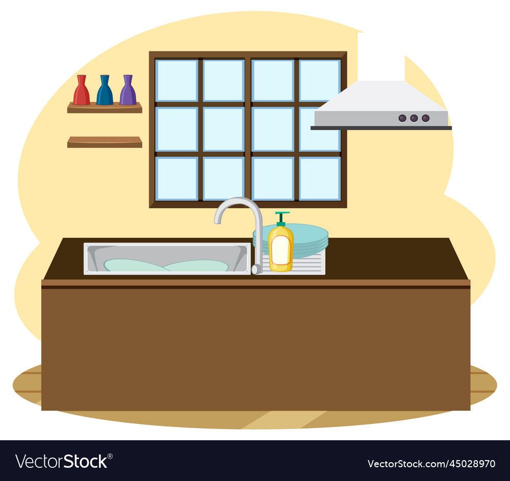 Kitchen Sink Scene Royalty Free Vector Image Vectorstock