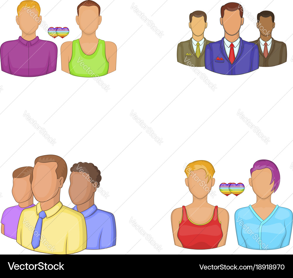 People group icon set cartoon style Royalty Free Vector