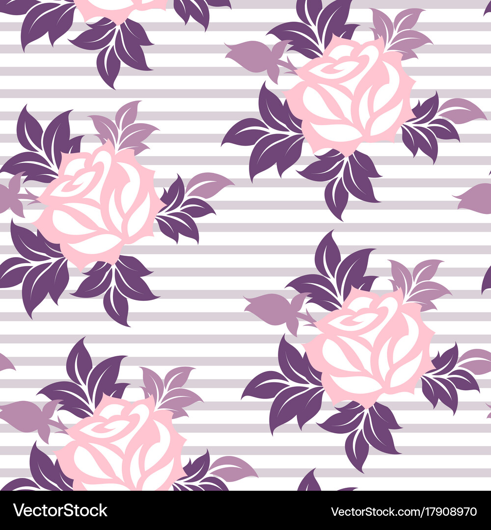 Stylized roses flowers on the stropped background Vector Image