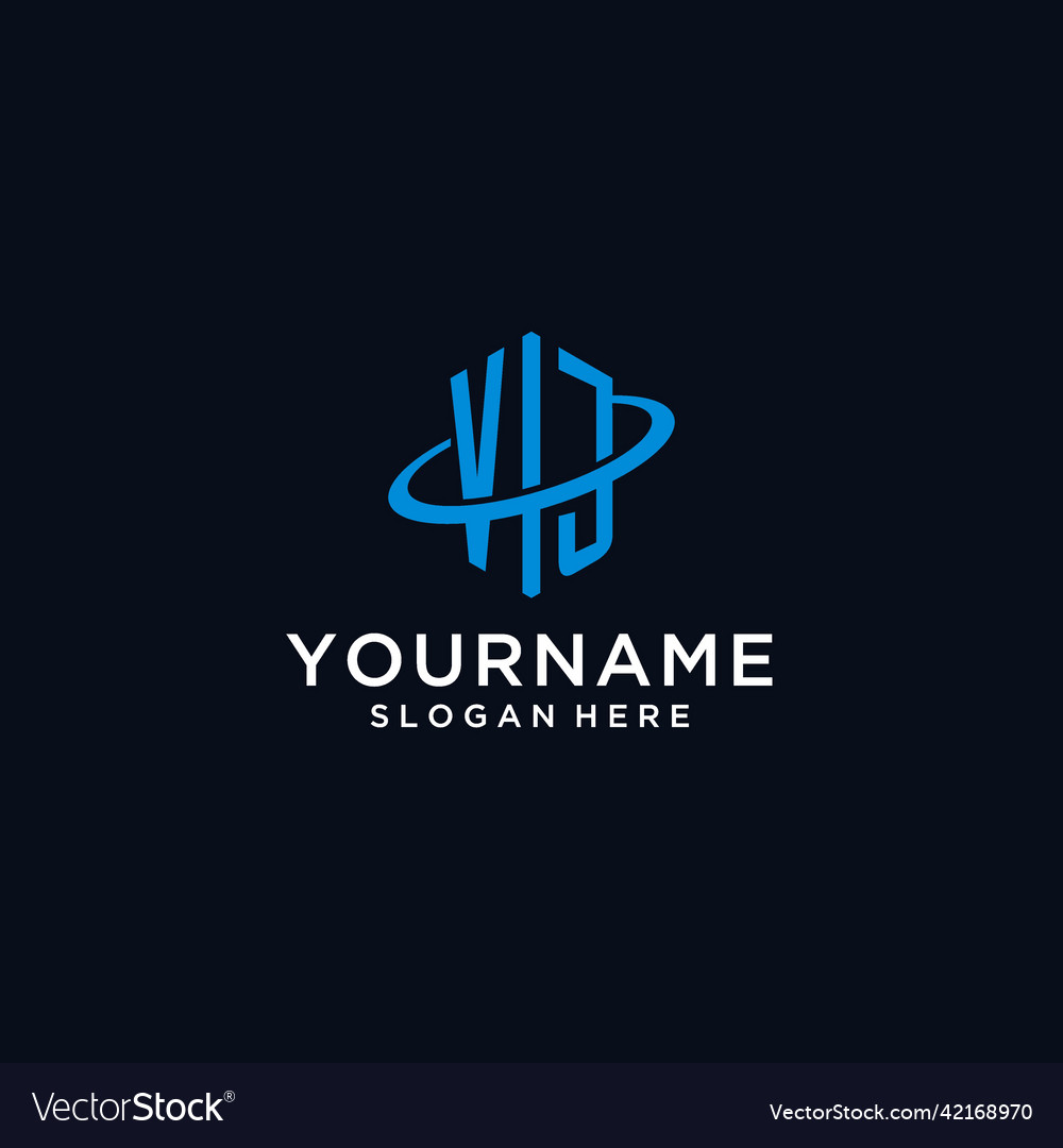 Vj initial monogram logo with hexagonal shape Vector Image