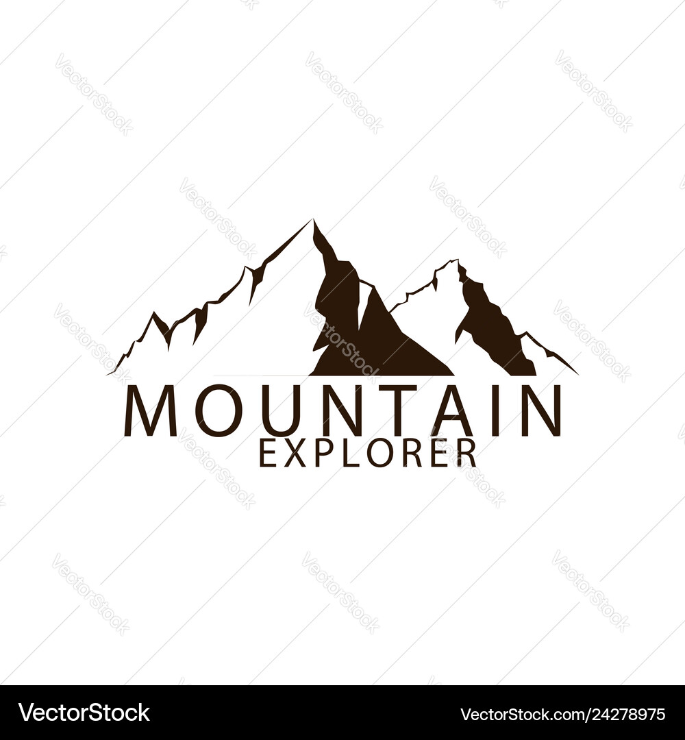Black and white mountain explorer adventure logo Vector Image