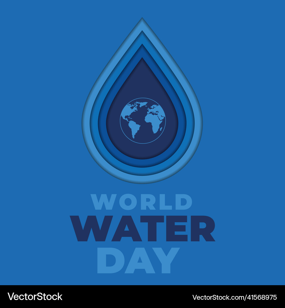 Blue world water day poster with drop Royalty Free Vector