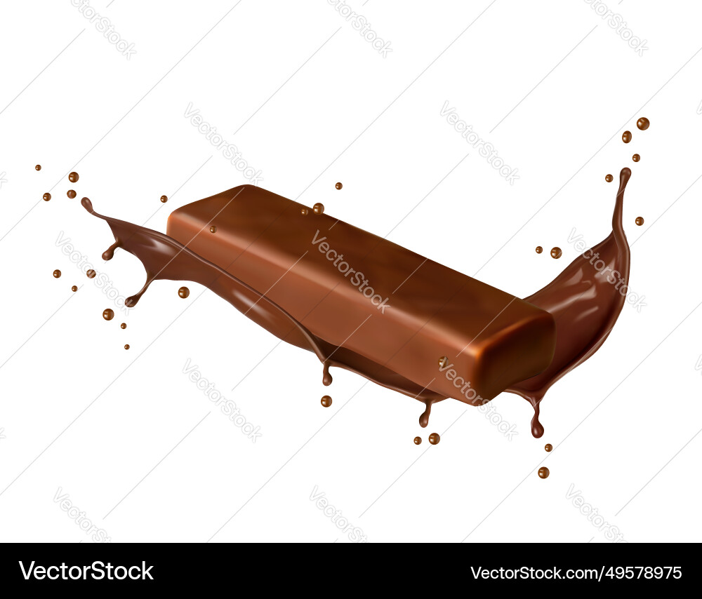 Chocolate bar with corona splash 3d dessert Vector Image