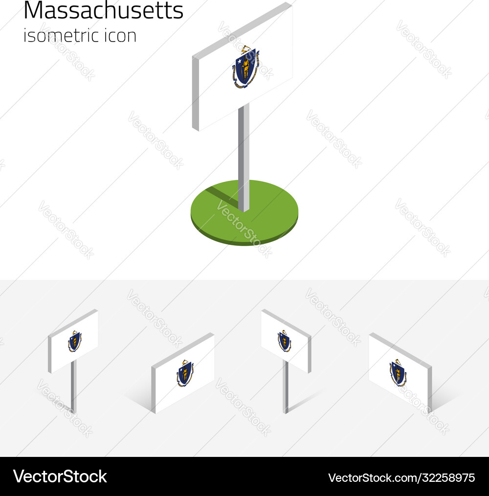 Flag massachusetts usa 3d isometric icon Vector Image