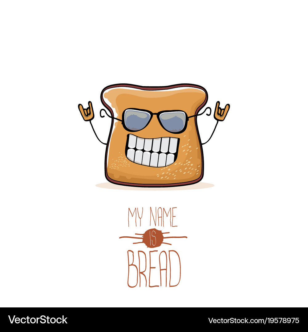 Funny cartoon cute sliced bread character Vector Image