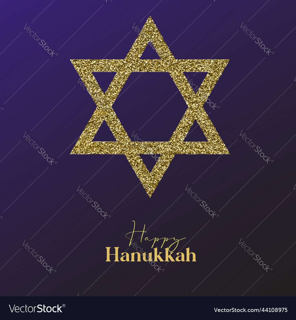 Happy hanukkah card design with gold symbol Vector Image