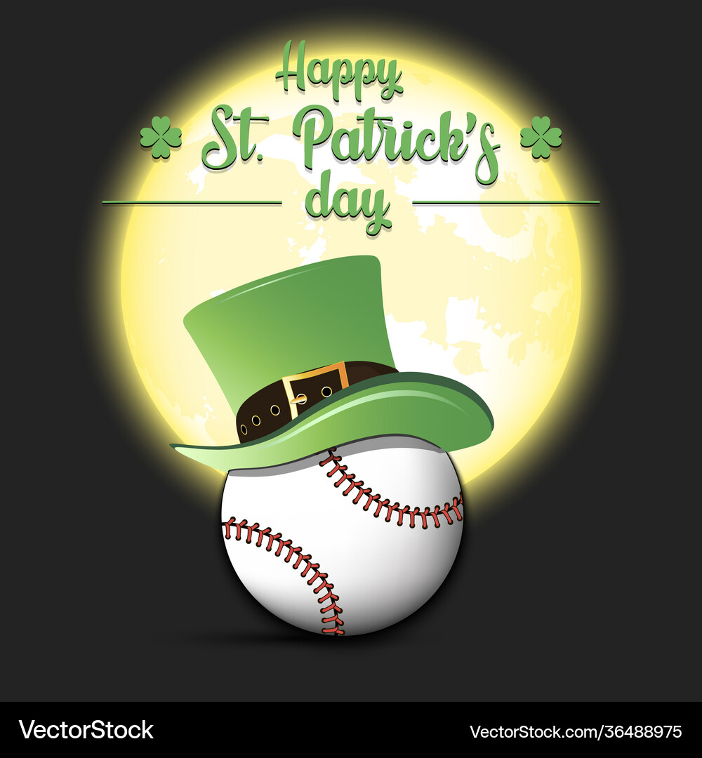 Happy st patricks day and baseball ball Royalty Free Vector