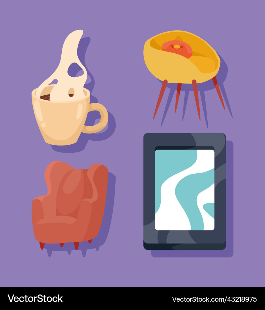 Home decorative accessories icons Royalty Free Vector Image